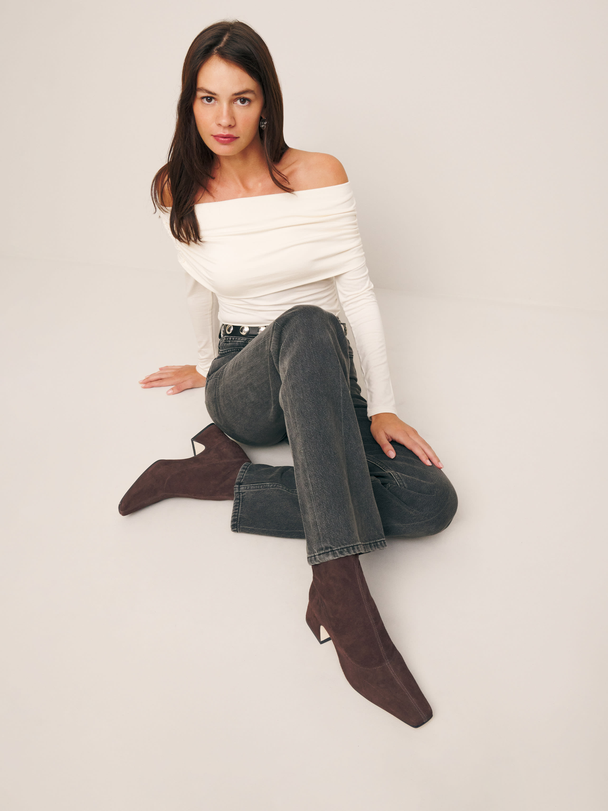 Reformation Remington Ankle Boot In Espresso Suede | ModeSens